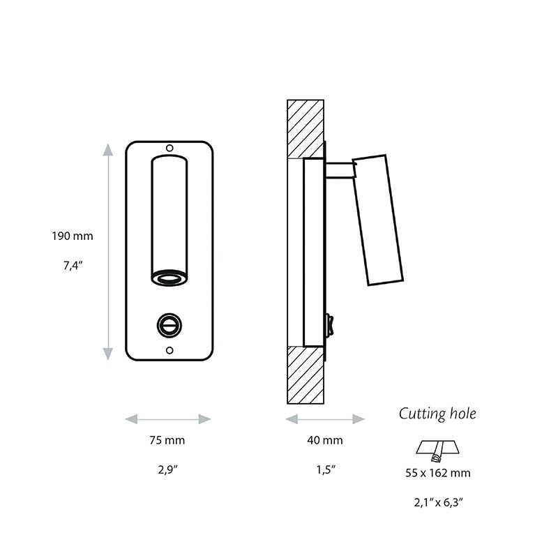 ACB Aron Adjustable LED Recessed Wall Lamp